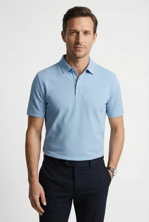 Olymp Poloshirt OLYMP, Herren, Gr. XXL, bleu, Web, Obermaterial: 95% Leinen, 5% Elasthan, unifarben, regular fit h&uuml;ftbedeckend, Rundhals, abgesteppte Kante,