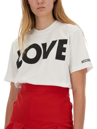 Moschino Logo-Print Cotton T-Shirt - White