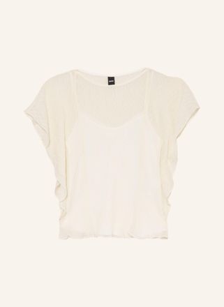 HUGO BOSS Blusenshirt Bacope Mit Volants beige
