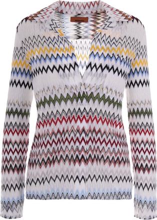 Missoni Femme, Pulls, Multicolore, Taille: 36 FR Blouse Zigzag en Coton et Viscose