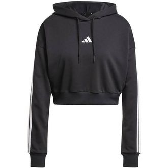 adidas Damen Kapuzensweat Essentials 3-Streifen French Terry Crop