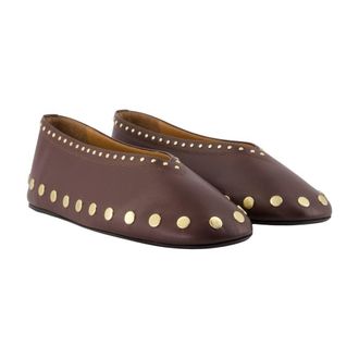 Ganni Womens Jenny Ballerina Brown Synthetic