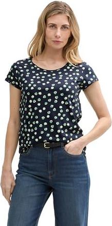Tom Tailor 1047058 T-Shirt, 37823-navy Green Dots, S Femmes