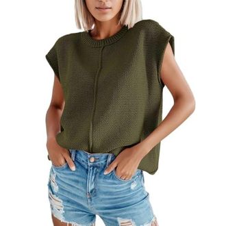 Generic Gilet sans Manche Femme Gilet Femme D&eacute;contract&eacute; Quotidien Ville Tricot Basic Col Rond - Top sans Manches &Eacute;l&eacute;gant Et Polyvalent