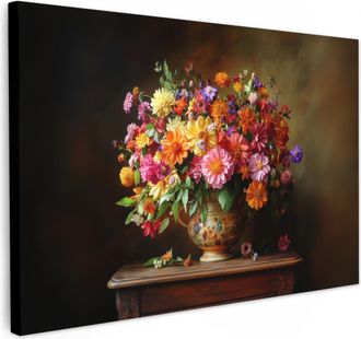 MuchoWow &copy; Leinwandbild Gro&szlig; 120x80 cm XXL Dekoration Wohnzimmer Bilder Pictures Wall Decoration Living Room Wohnungs Deko Moderne Bild Farben - Blumenstrau&szlig; -