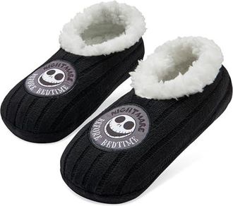Disney The Nightmare Before Christmas Chaussons Femme et Fille, Semelle Antidérapante, Doublure Polaire, Taille 35-41 (Noir TNBC)