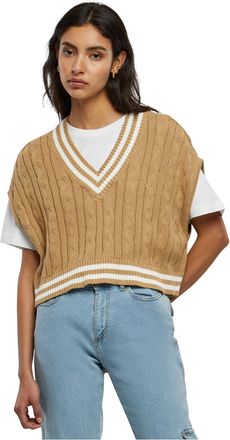 Urban Classics Damen Ladies Cropped Knit College Slipover XL unionbeige