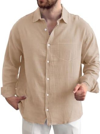 Generic Chemise de loisirs &agrave; manches longues pour homme - Chemise de travail surdimensionn&eacute;e - Infroissable - Chemise traditionnelle boutonn&eacute;e - Chemise &agrave; man