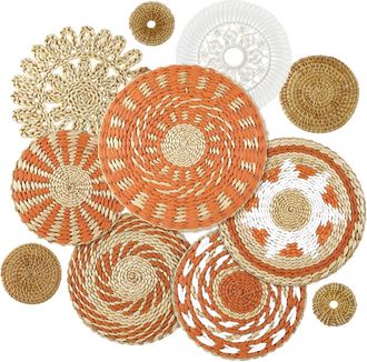 Tatuo Boho-Wandkorb, dekorativ, gewebter Korb, Wanddekoration, Boho-Kunst, runde Bauernhaus-H&auml;ngek&ouml;rbe f&uuml;r K&uuml;che, rustikale Sommerdekoration, verschiedene G