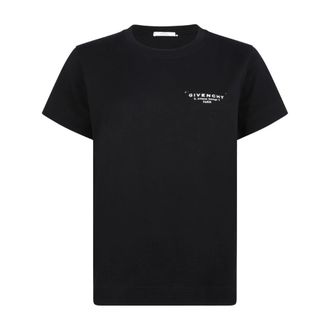 Givenchy Schwarzes Logo-Print T-Shirt - - Tops - Damen - Schwarzk - S
