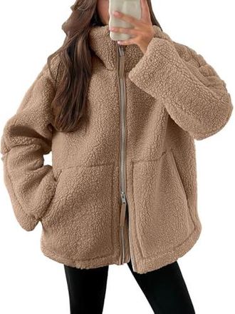 ORANDESIGNE Veste En Laine Dagneau Pour Femme, Manteau Épais Et Chaud En Peluche, Mode Féminine, Fermeture Éclair, Col Montant, Vêtements Dextérieur, Automne Hive