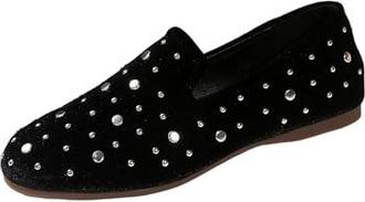 Generic Chaussures plates &agrave; enfiler avec strass pour femme - Couleur unie - L&eacute;g&egrave;res - Respirantes - Antid&eacute;rapantes - Confortables - Pour le travail, les f&ecirc;tes