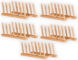 KESPER 58293 | 5 er Set Tellerständer aus Bambus, 25 x 14 x 10 cm, geeignet für 6 Teller oder Brettchen/Tellerhalter