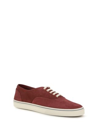 Brunello Cucinelli Mens Reversed Calfskin Sneakers Borgogna+panama