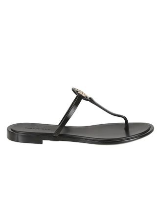 Tory Burch Tory Burch Sandalen - Black Sandals With Metallic Logo Emblem - Gr. 10 - in Grau - f&uuml;r Damen