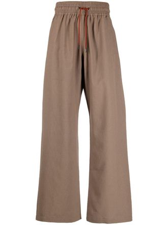 Viktor & Rolf pantalon ample &agrave; taille &agrave; lien de resserrage - Marron