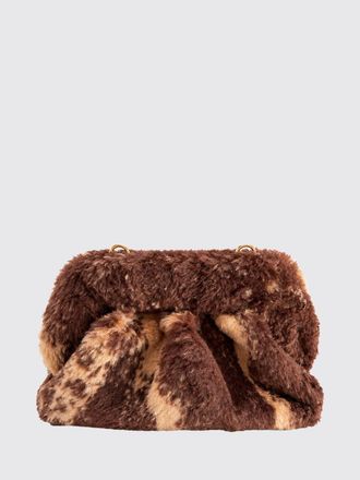 Themoir&egrave; Zweifarbige Bios Clutch aus Kunstpelz mit abnehmbarem Schultergurt
