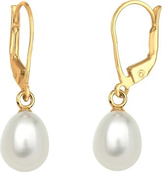 Elli Ohrringe Damen Süßwasserzuchtperle in 925 Sterling Silber vergoldet