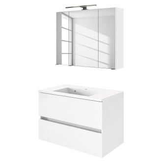 Casa home24 Badezimmerset Tira 2-teilig 80cm Weiß/Matt Weiß