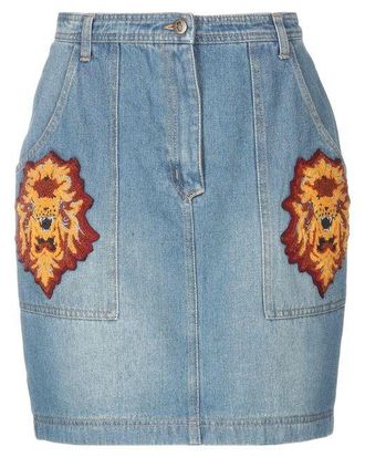 Manoush Denim Tiger Patch Skirt Size XS