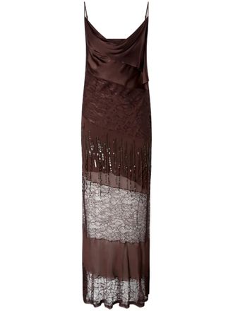 Pinko robe longue à empiècements - Marron