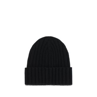 Moncler MOL20933B00036A9327999BB Ribbed Merino Wool Beanie - Black