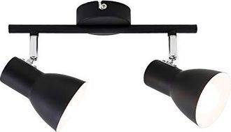 Briloner 2860-025 Plafonnier, Applique, Spots Orientables et Pivotants, 2X E14, Max. 25 Watt, Rétro, Noir, 275x80x150mm (LxLxH), Métal, W
