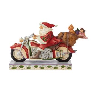 Enesco Jim Shore Heartwood Creek Weihnachtsmann reitender Motorradfigur, 14 cm, Mehrfarbig