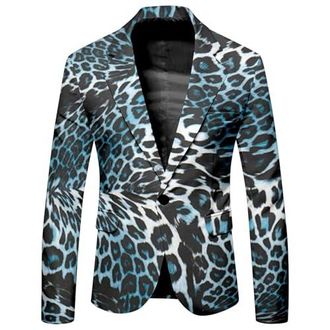 Generic Veste pour homme avec motif imprim&eacute; - L&eacute;opard, z&egrave;bre, tigre, vache - Veste de costume pour carnaval, f&ecirc;te - Blazer coupe ajust&eacute;e - Costume moderne de 