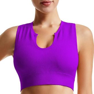 Generic Brassi&egrave;re de sport push-up c&ocirc;tel&eacute;e sans couture pour femme - Soutien moyen - Pour la gym, la course &agrave; pied - 2026, violet, S