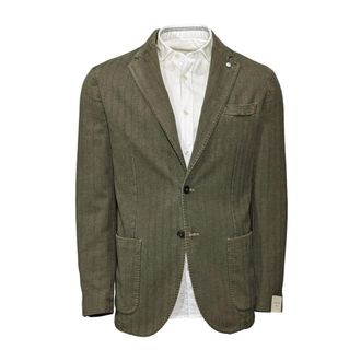 L.B.M. 1911 Italienischer raffinierter Kaschmir-Touch-Blazer - - Jackets - Herren - Gr&uuml;n - M