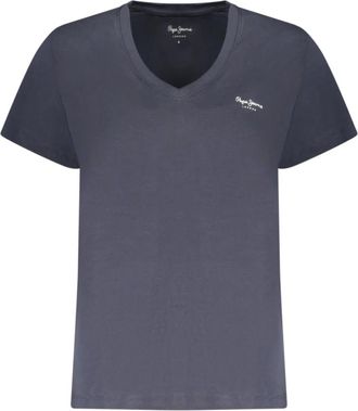 Pepe Jeans London Femme, Tops, Bleu, Taille: 38 FR T-shirt col en V