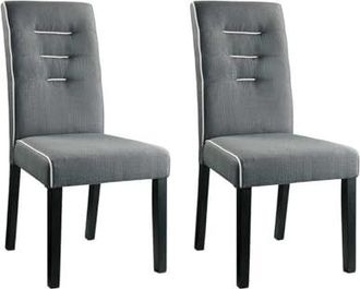 Vente-Unique Lot de 2 chaises en Tissu et Bois dh&eacute;v&eacute;a - Gris - Gabelle - Salle &agrave; Manger