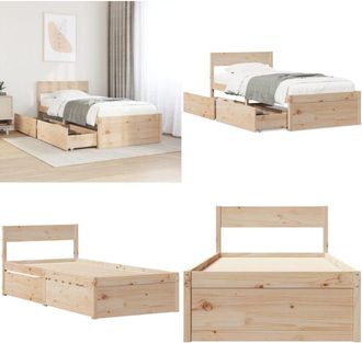 vidaXL Massivholzbett ohne Matratze 90x200 Kiefernholz - Massivholzbette - Kiefernholzbette - Doppelbettbette - Bettgestell Mit Schubladen