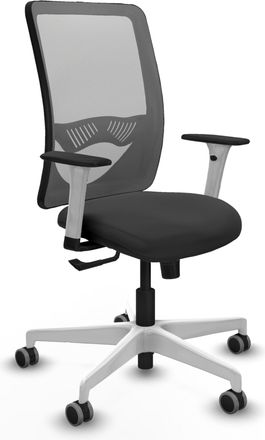 Piqueras y Crespo Schreibtischstuhl aus grauem Netzgewebe mit wei&szlig;en und schwarzen Armlehnen, h&ouml;henverstellbare Lendenwirbelst&uuml;tze, 3 Positionen, Grau/Dunkelgrau