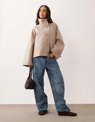 Gina Tricot Gina Tricot - Manteau avec col chemin&eacute;e et taille ajustable - Beige-Neutre