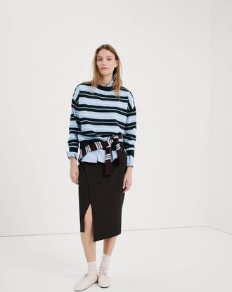 Mango Pull-over en maille &agrave; rayures bleu marine fonc&eacute; - Femme - XXL - MANGO