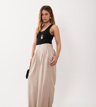 Nobody's Child Silsoe - Pantalon large en lin m&eacute;lang&eacute; avec taille &eacute;lastique - Beige-Neutral