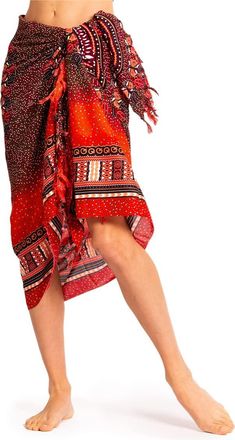 Panasiam Sarong Maoi 05, 250x113cm, red tones