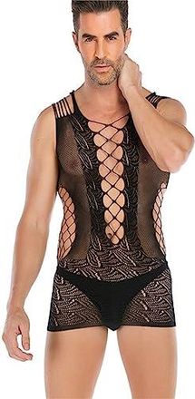 Generic Combinaison en maille sexy pour homme, collants r&eacute;sille, bodys, bas, j, taille unique