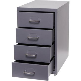 Hhg jamais utilisé] Caisson à roulettes Boston T851, armoire à tiroirs, en acier, 48x28x41cm, 4 tiroirs, gris foncé