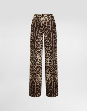 Dolce & Gabbana Hose Aus Brokat Mit Leo-print - Frau Hosen Und Shorts Animalprint 48