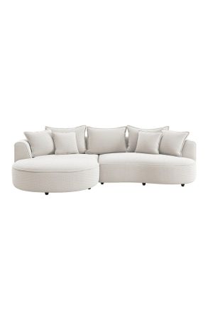 Livetastic Ecksofa Levi, Creme, Textil, Ottomane links, L-Form, 287x168 cm, Made in EU, R&uuml;cken echt, Wohnzimmer, Sofas & Couches, Wohnlandschaften, Ecksofas