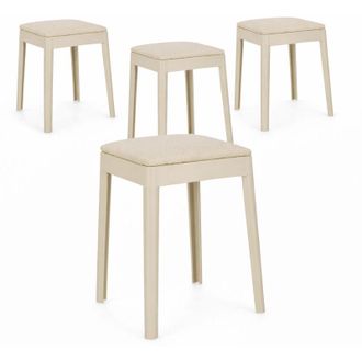 Les Tendances Lot de 4 tabourets dappoint empilables SCOOBY - Hauteur dassise 49cm-Beige