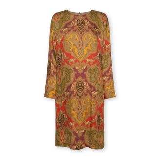 Elena Miro Kleid aus bedrucktem Viskose-Satin - - Dresses - Damen - Orange - 3XL