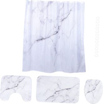 Cabilock 1 Set Bedruckte Bodenmatte Wc Vorleger F&uuml;r Den Innenbereich Badezimmerteppiche Marmor Badezimmerzubeh&ouml;r Rutschfester Toilettenvorleger Badezimmerl&auml;ufe