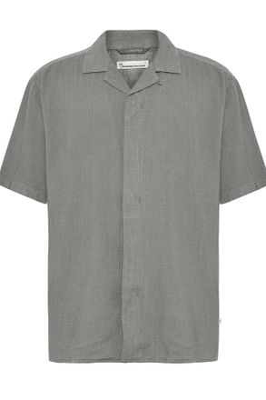 Knowledge Cotton Apparel Herren vegan Kurzarmhemd Moss Relaxed Ultimate Grau