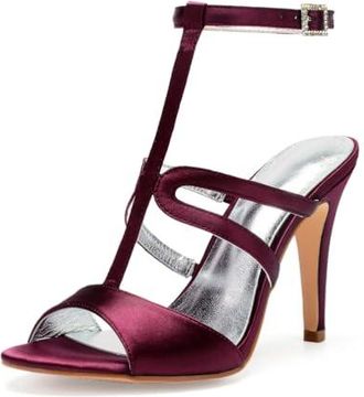Generic Chaussure De Mariée Femmes Talons Hauts Élégante Stylet Talons Sandales Heels Chaussure Mariage Dress Fête 10.5Cm,Wine Red,36 EU