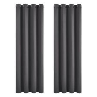 Deconovo Gardinen Blickdicht Vorhang &Ouml;senvorhang, 183x140cm(H&ouml;hexBreite), Dunkelgrau, 2er Set