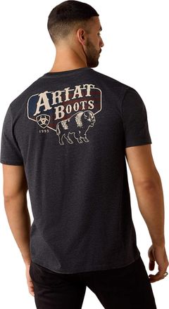 Ariat Mens Ariat American Bison Classic Fit T-Shirt in Charcoal Heather, Size 2X-Large